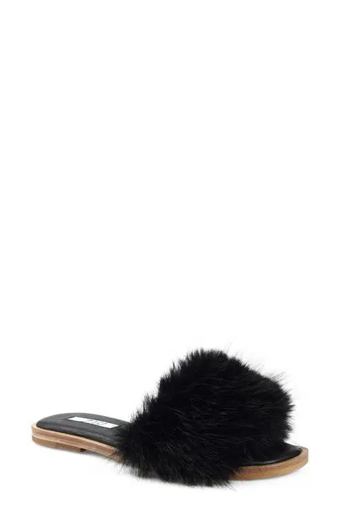 ZIGI Faux Fur Slide Sandal - Black