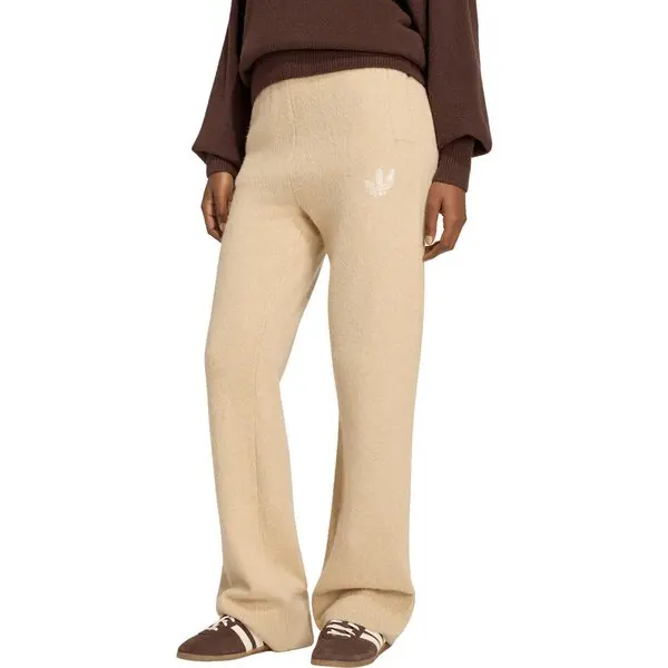 Adidas Wide Leg Knit Lounge Pants - Khaki Three