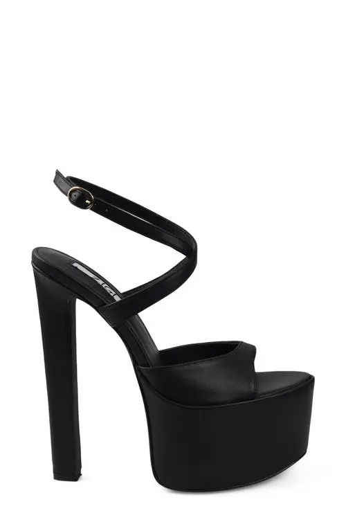 ZIGI Ankle Strap Platform Sandal - Black Leather