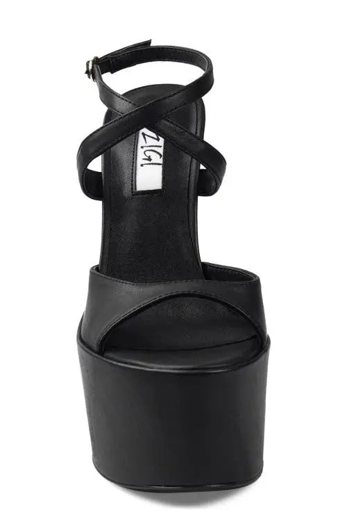ZIGI Ankle Strap Platform Sandal - Black Leather