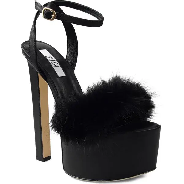ZIGI Travvy Faux Fur Platform Sandal - Black