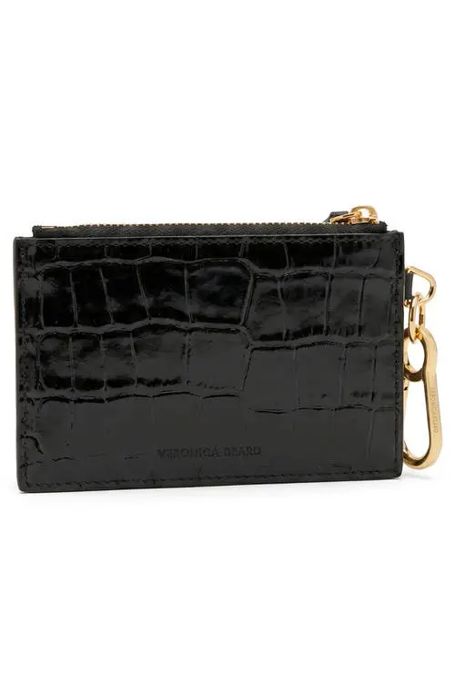 Veronica Beard Croc Embossed Zip Card Holder