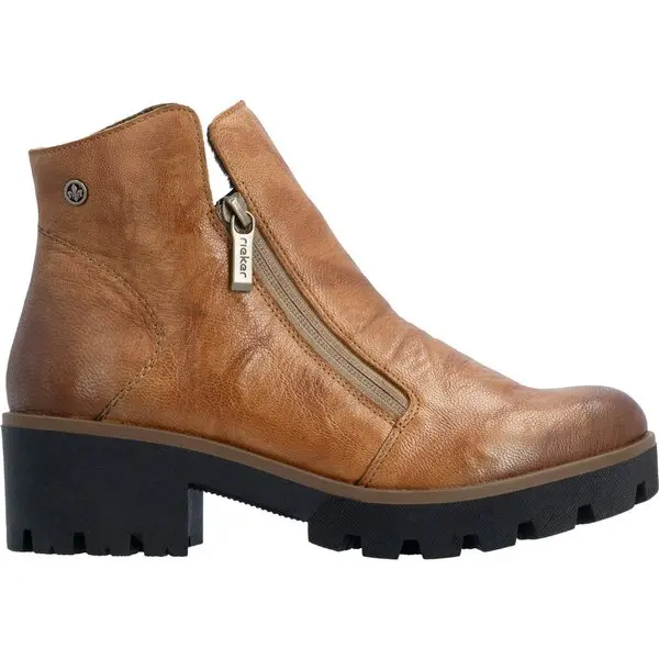 RIEKER Amalia 54 Leather Bootie - Cuoio