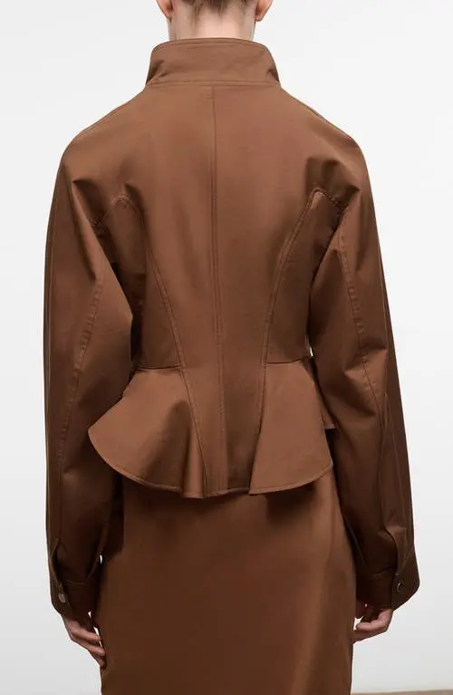 Staud Archie Cotton Utility Leather Trim Jacket