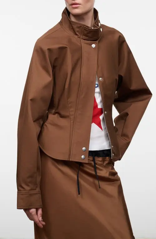 Staud Archie Cotton Utility Leather Trim Jacket