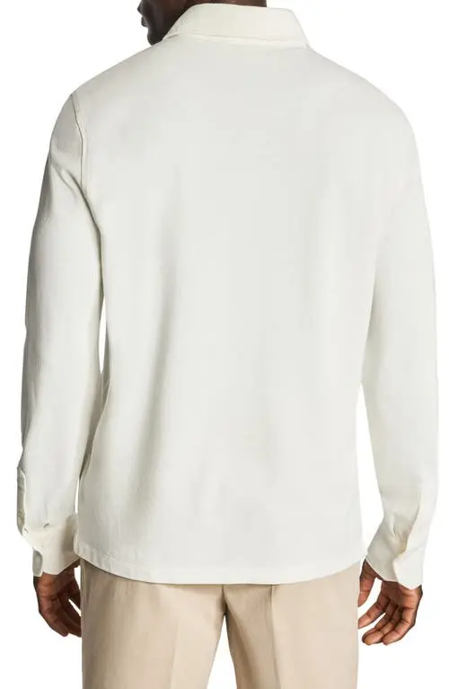 JACK VICTOR Long Sleeve Organic Cotton Polo - Ecru