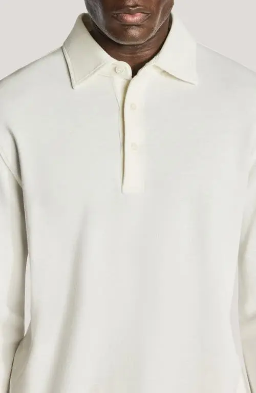 JACK VICTOR Long Sleeve Organic Cotton Polo - Ecru