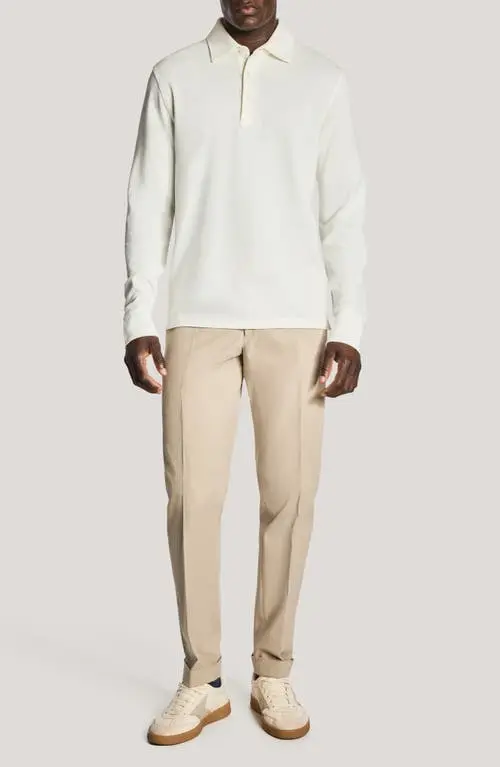 JACK VICTOR Long Sleeve Organic Cotton Polo - Ecru