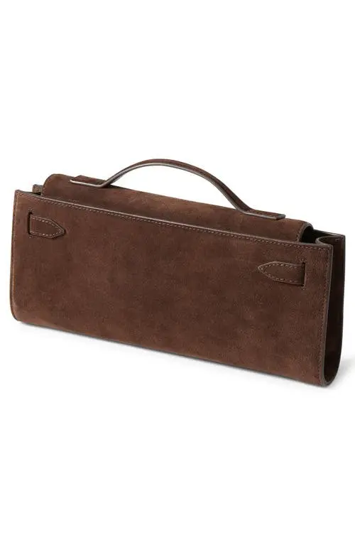 Veronica Beard Dash Suede Clutch - Espresso