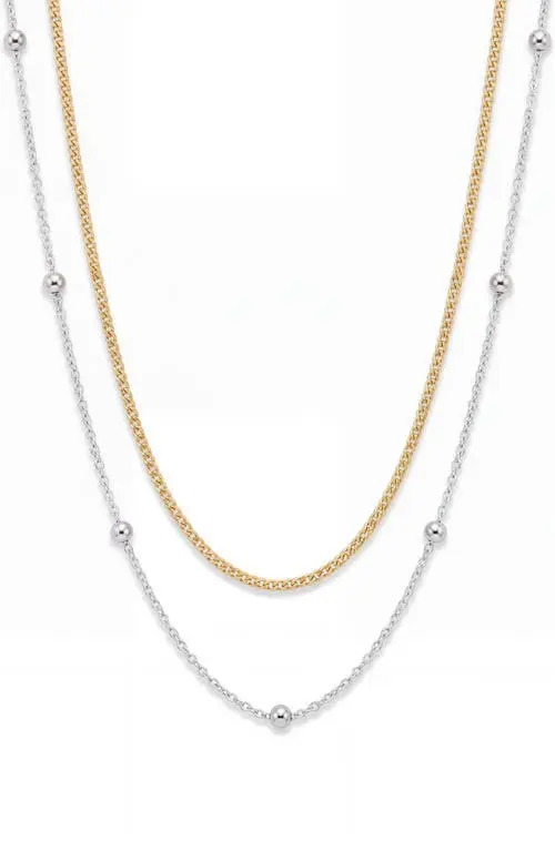 Argento Vivo Two-strand Layered Necklace With Curb Chain And Station Beads - Gold/silver