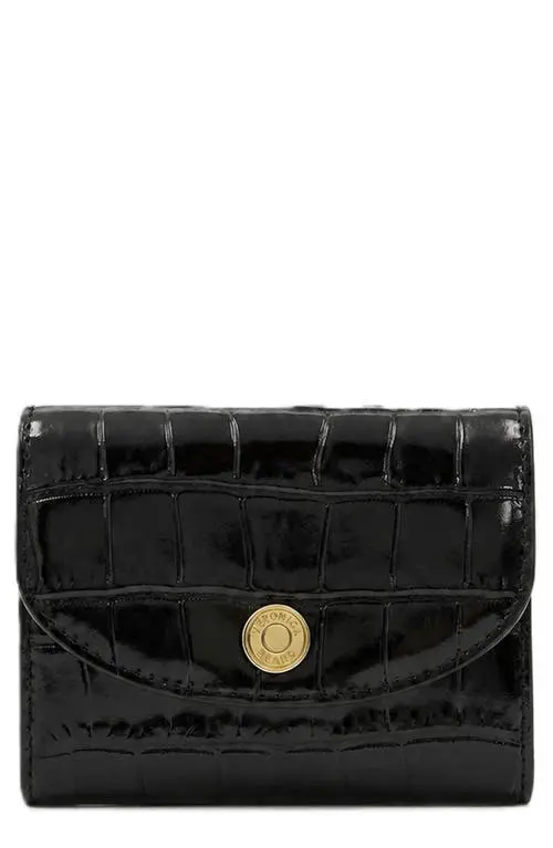 Veronica Beard Croc Embossed Flap Leather Card Case - Black