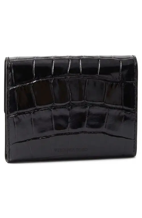 Veronica Beard Croc Embossed Flap Leather Card Case