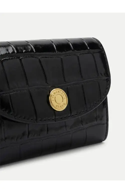Veronica Beard Croc Embossed Flap Leather Card Case