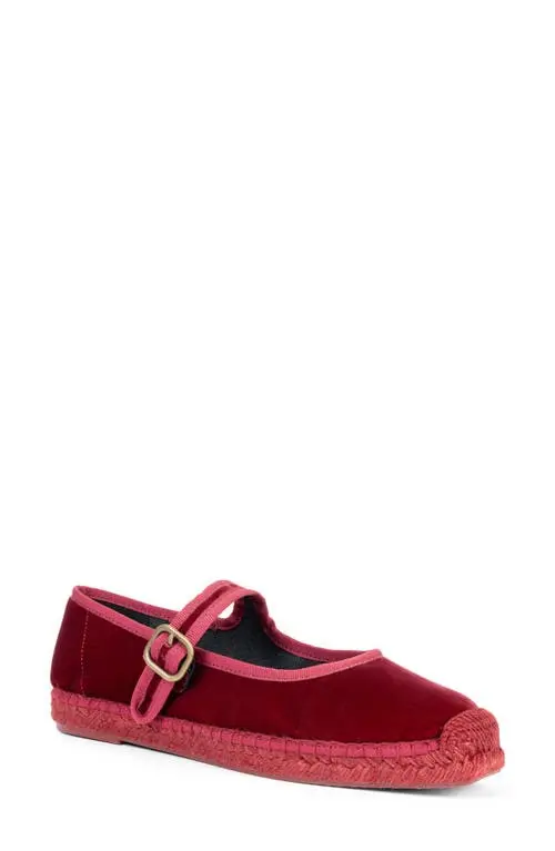 Penelope Chilvers Flora Velvet Mary Jane Espadrille - Moroccan Red