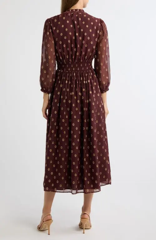 Anne Klein Ruffle Neck Midi Dress