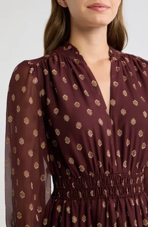 Anne Klein Ruffle Neck Midi Dress