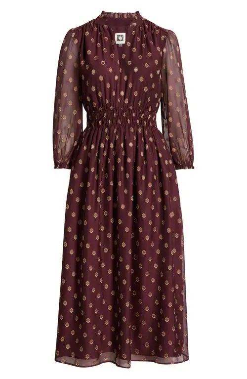 Anne Klein Ruffle Neck Midi Dress
