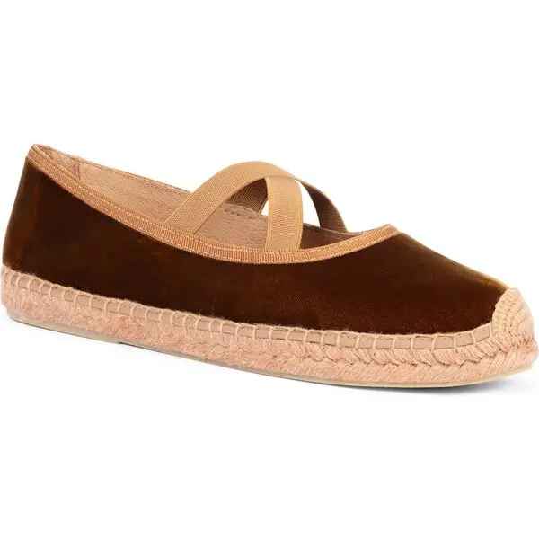 Penelope Chilvers Chico Velvet Espadrille Flat - Tan