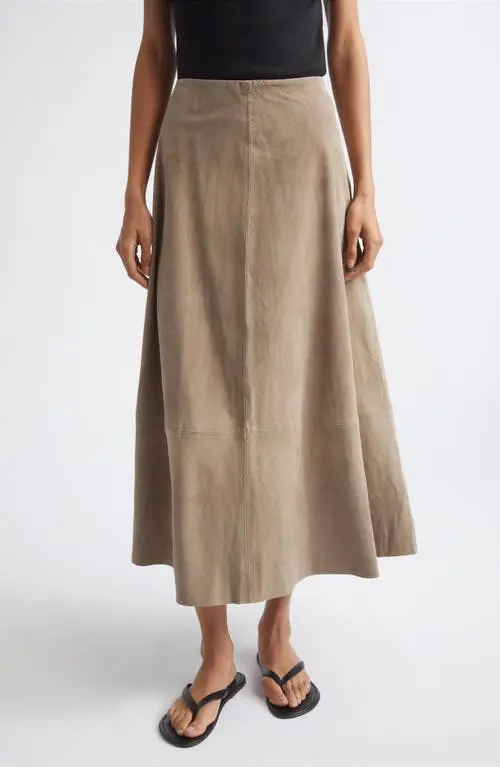 ST. AGNI Suede Circle Midi Skirt - Earth