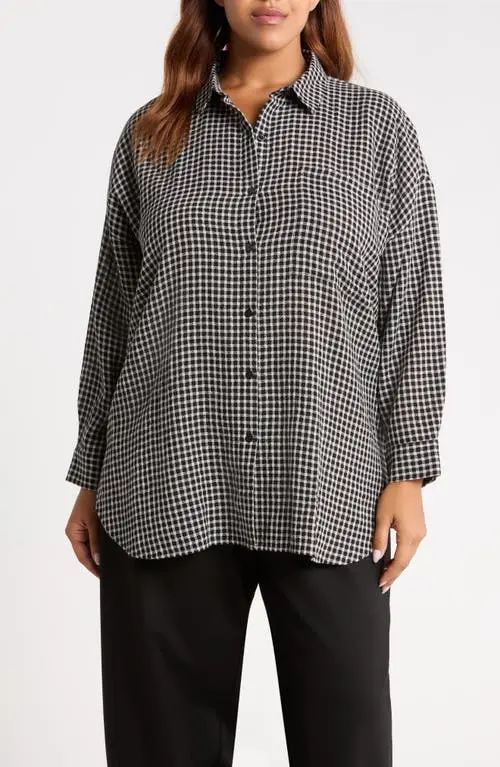 Eileen Fisher Classic Collar Long Shirt - Black
