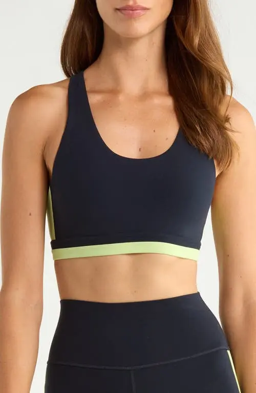 Splits59 Maci Airweight™ Colorblocked Sports Bra - Indigo/limeade