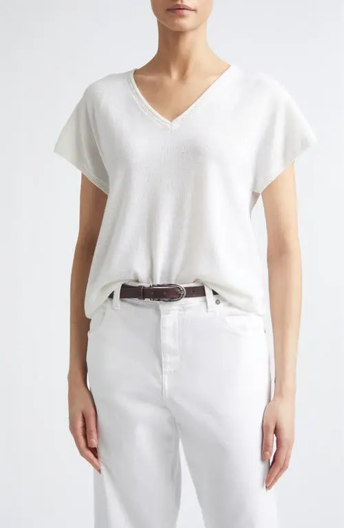 Eleventy V-neck Wool Blend Sweater - 150 Cream