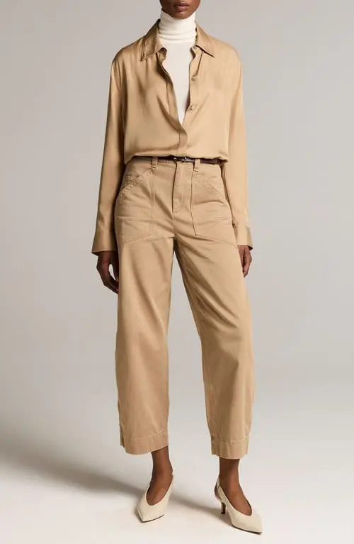 Vince Washed Cotton Mid Rise Utility Pants