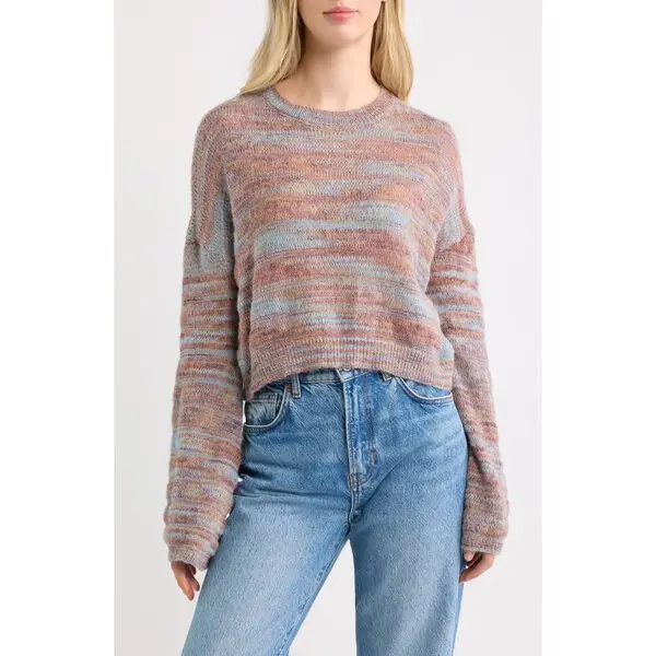 24COLOURS Melange Crop Sweater - Blue