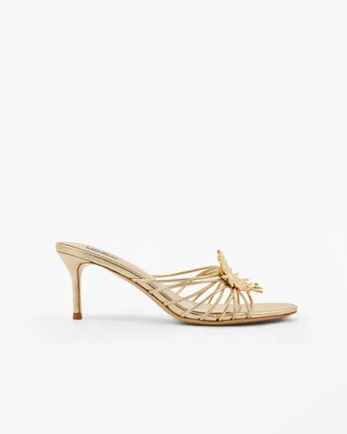 MI/MAI Salome Sun Jewel Heeled Mule Sandals - Gold