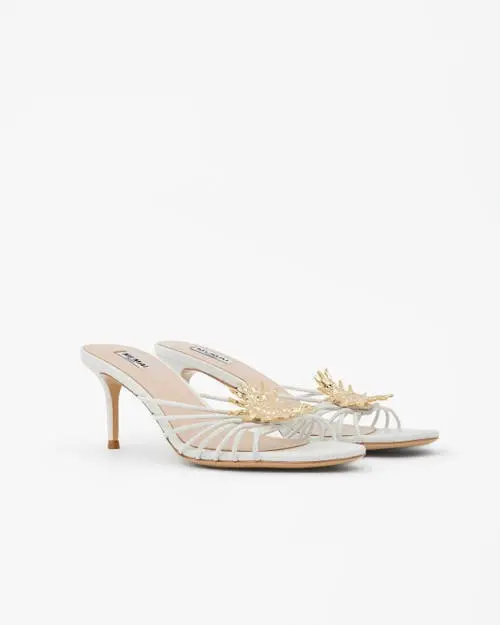 MI/MAI Salome Sun Jewel Heeled Mule Sandals - White