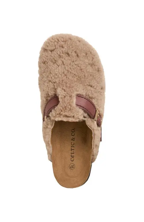 CELTIC & CO. Leather Strap Teddy Clogs