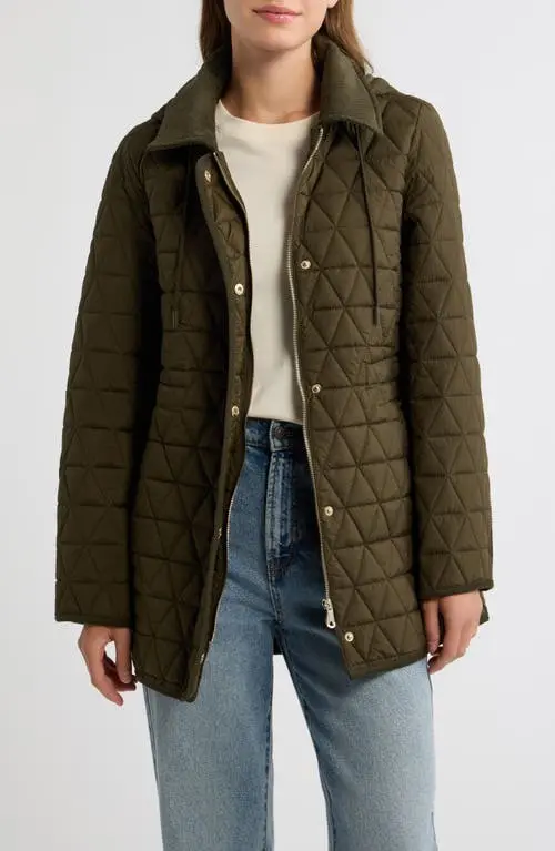Bernardo Quilted Hooded Jacket - Olive