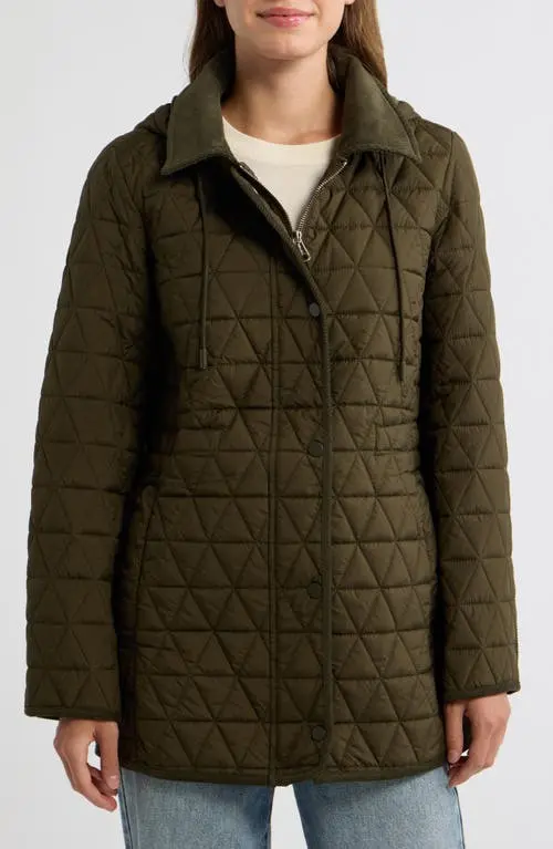 Bernardo Quilted Hooded Jacket - Olive