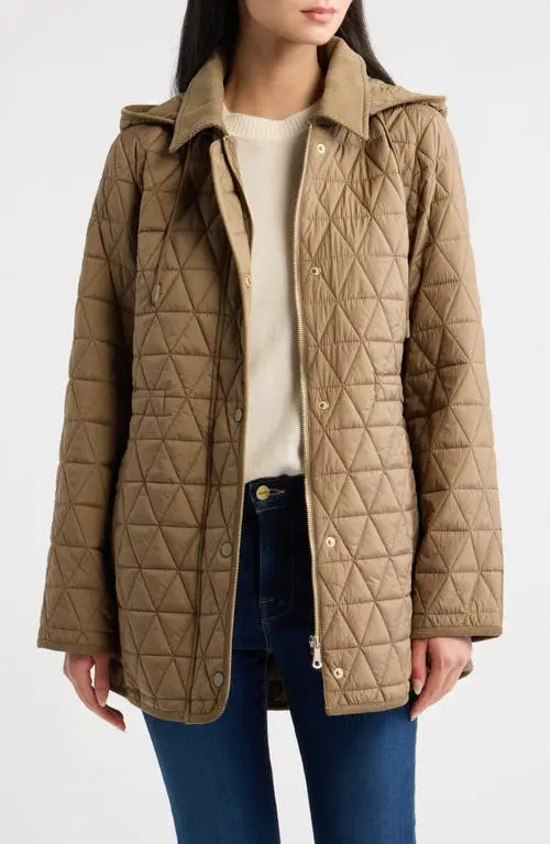 Bernardo Quilted Hooded Jacket - Shitake