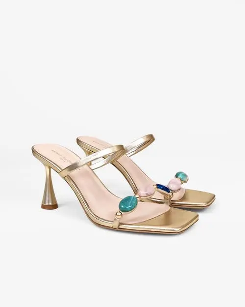 MI/MAI Naxos Cabochon Embellished Mule Sandals