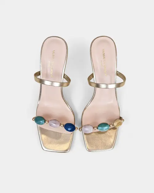 MI/MAI Naxos Cabochon Embellished Mule Sandals
