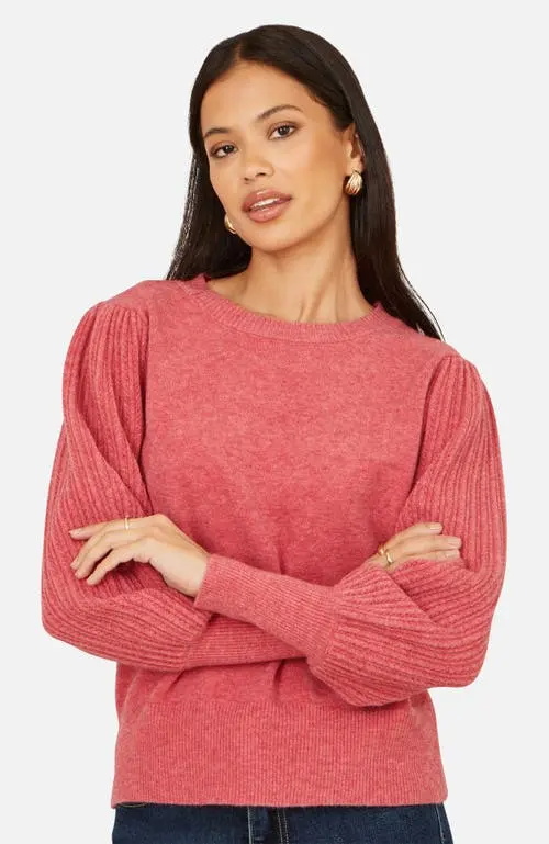 YUMI Knitted Balloon Sleeve Jumper - Pink