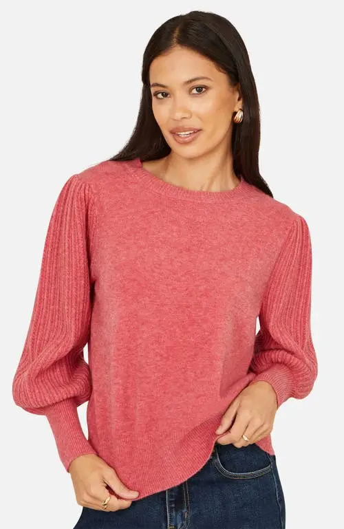 YUMI Knitted Balloon Sleeve Jumper - Pink