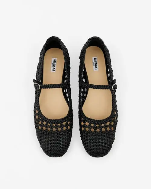 MI/MAI Ariana Woven Ballet Flats - Black
