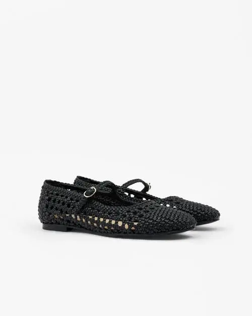 MI/MAI Ariana Woven Ballet Flats - Black