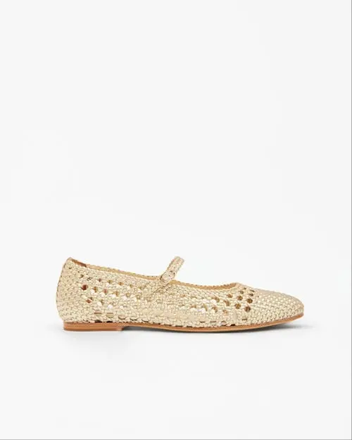 MI/MAI Ariana Woven Ballet Flats - Gold