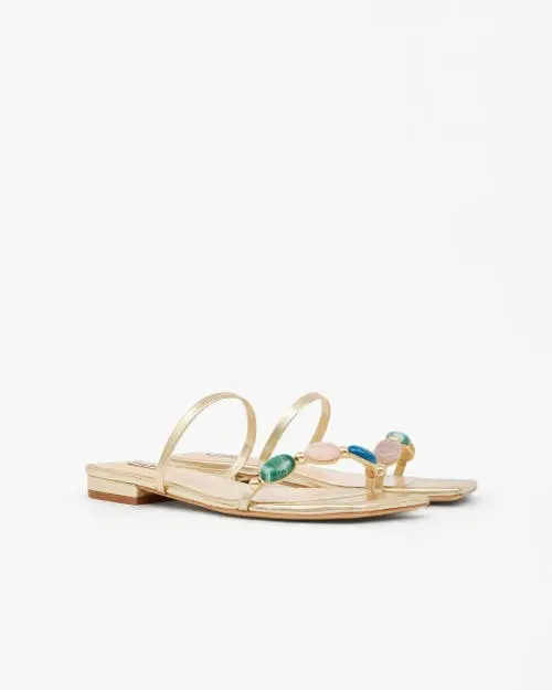 MI/MAI Thetis Cabochon Embellished Flat Mules