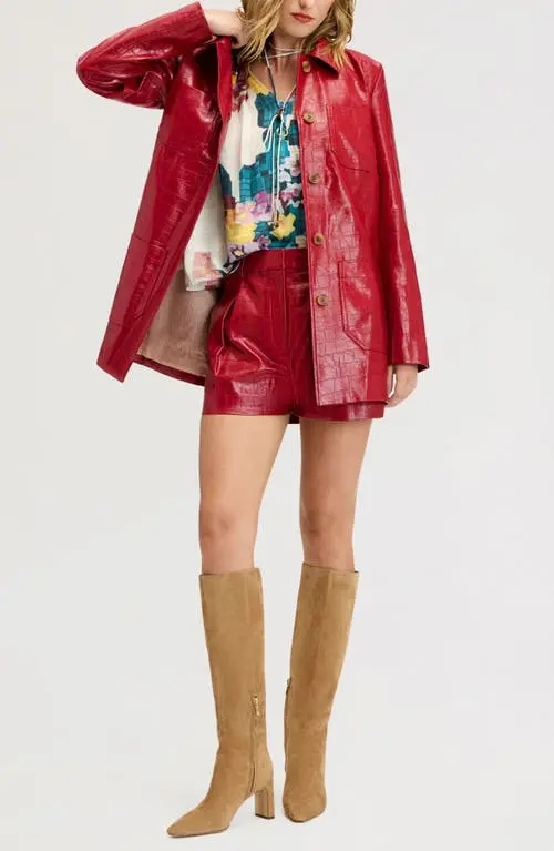 Sam Edelman Croc Embossed Faux Leather Shorts