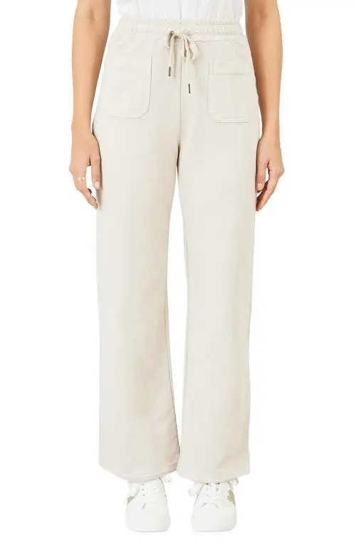 YUMI Relaxed Stretch Wide Leg Trousers - Chalk