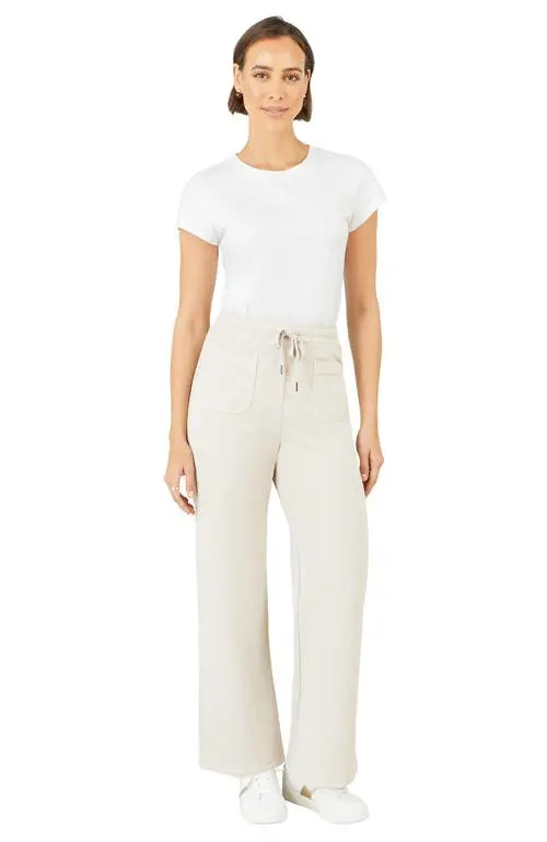 YUMI Relaxed Stretch Wide Leg Trousers - Chalk