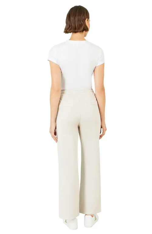 YUMI Relaxed Stretch Wide Leg Trousers - Chalk