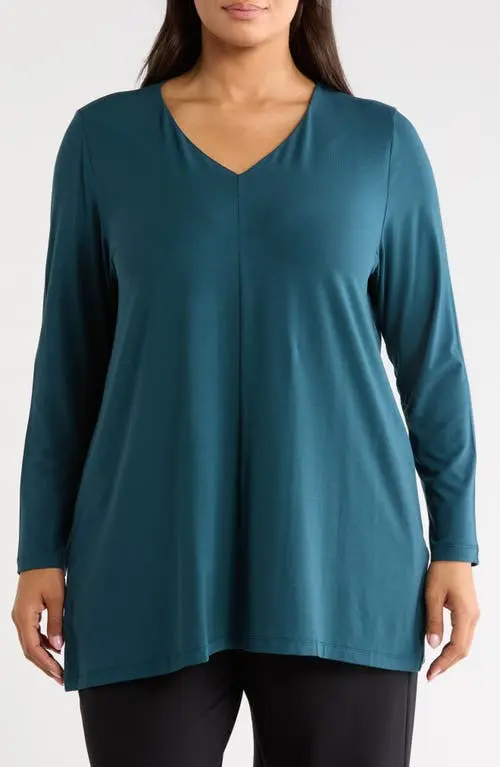 Eileen Fisher V-neck Tunic Top With Dropped Shoulders - Alpine