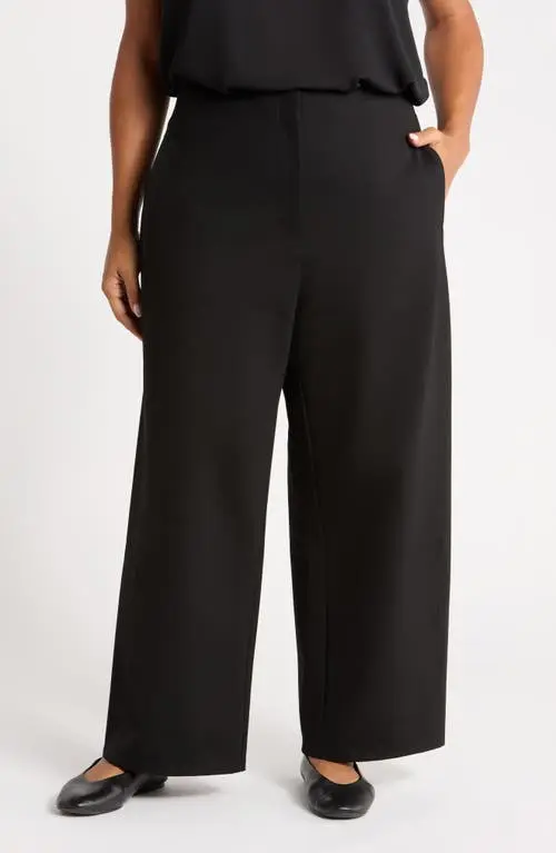 Eileen Fisher Roomy Wide Leg Ankle Pants - Black