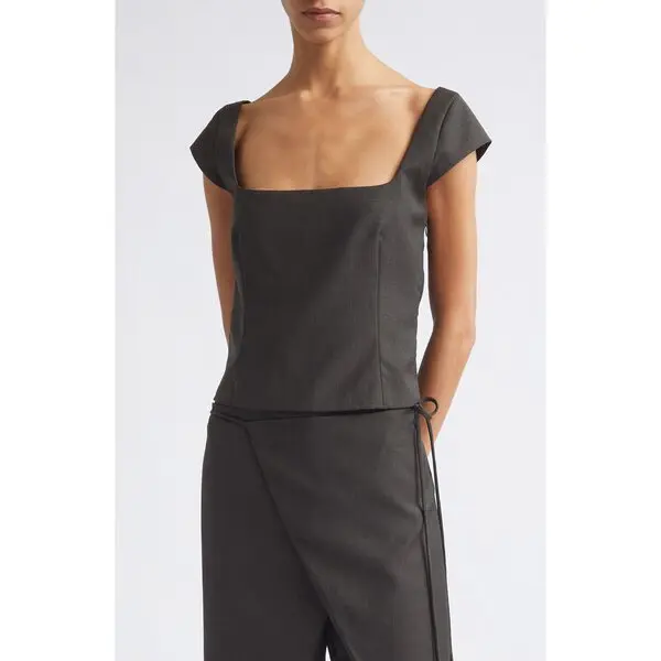 ST. AGNI Wool Blend Cap Sleeve Top - Umber