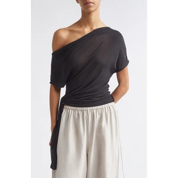 ST. AGNI Off The Shoulder Jersey Top - Charcoal